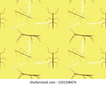 Stick Bug Cartoon Background Seamless Wallpaper Stock Vector (Royalty ...