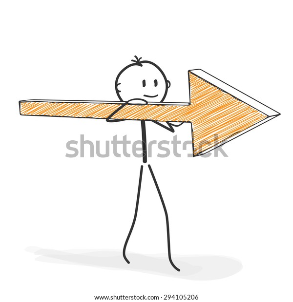 Stick Figure Action Stickman Arrow Icon Stock-vektor (royaltyfri ...