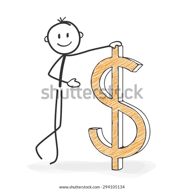 Stick Figure Action Stickman Dollar Icon Stock Vector (Royalty Free ...