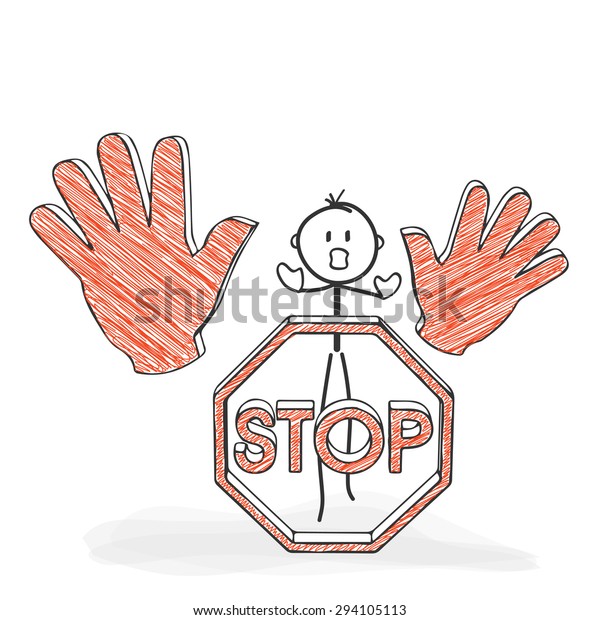 Stick Figure Action Stickman Stop Sign庫存向量圖（免版稅）294105113 | Shutterstock