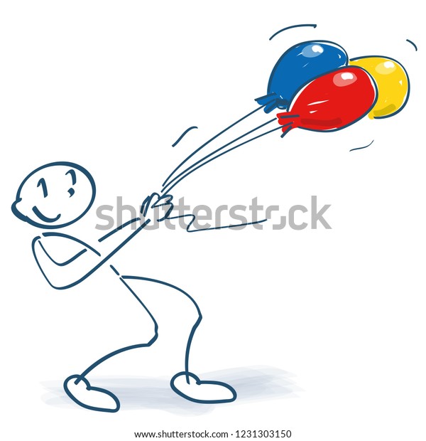 Stick Figure Balloons Storm Stock Vector (Royalty Free) 1231303150