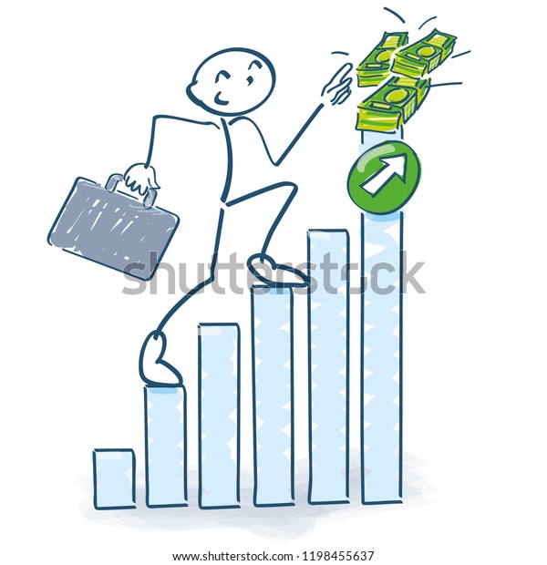 Stick Figure Bar Graph Diagram Rises Stock Vector (Royalty Free ...