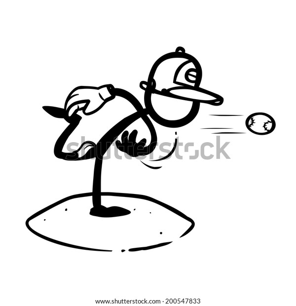 Stick Figure Baseball Softball Pitch Stock Vector (Royalty Free) 200547833