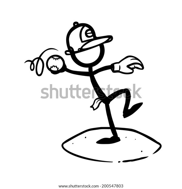 Stick Figure Baseball Softball Windup Stock Vector (Royalty Free) 200547803