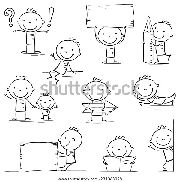 Stick Figure Cartoon Character Different Poses Stock Vector (Royalty ...