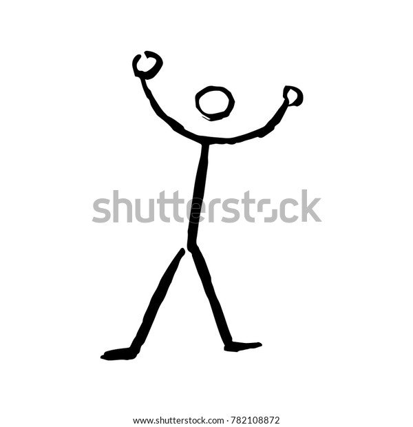 Stick Figure Celebration Cheer Vector Illustration Stok Vektör ...