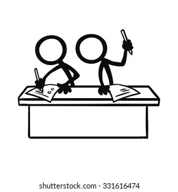 Stick Figure Cheating Stealing Notes: vector de stock (libre de ...