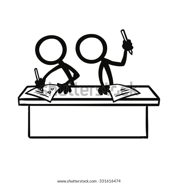 Stick Figure Cheating Looking Over Shoulder: เวกเตอร์สต็อก (ปลอดค่า ...