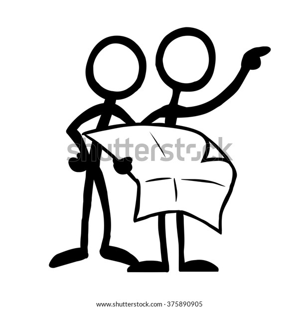 Stick Figure Communication Map Directions Stock Vector (Royalty Free ...