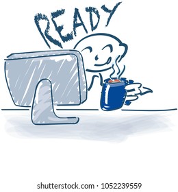 Stick Figure Computer Work Finally Done: vetor stock (livre de direitos ...
