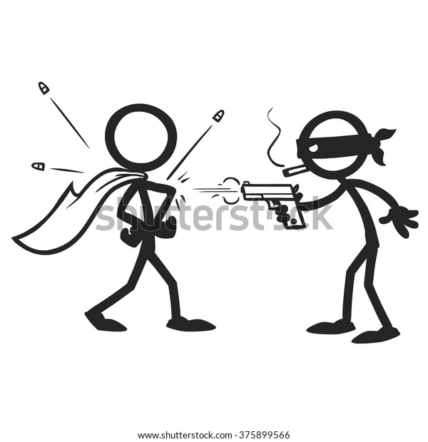 Stick Figure Confrontation Battle Stock Vector (Royalty Free) 375899566