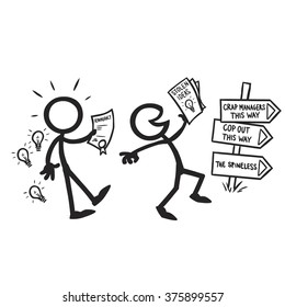 Stick Figure Confrontation Stealing Ideas: vetor stock (livre de ...