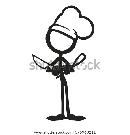 Stick Figure Cooking Chef Stock Vector (Royalty Free) 375960211 ...