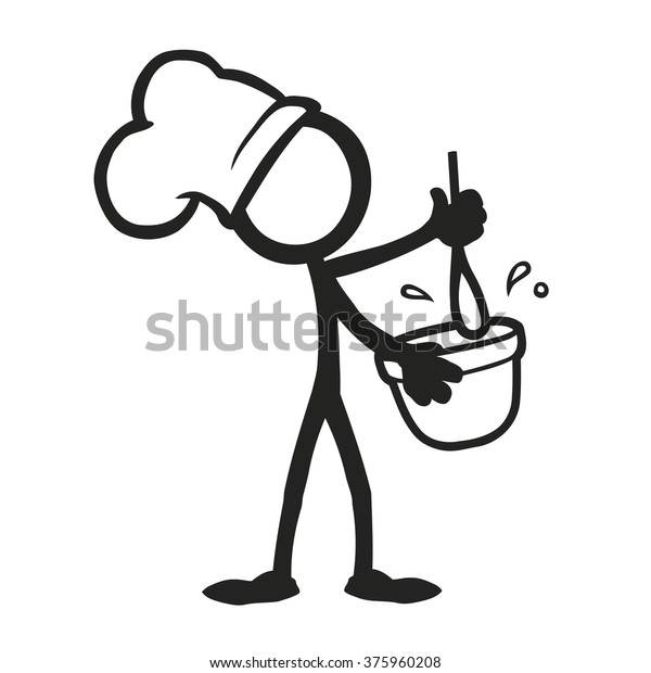 Stick Figure Cooking Mixing Stock Vector (Royalty Free) 375960208