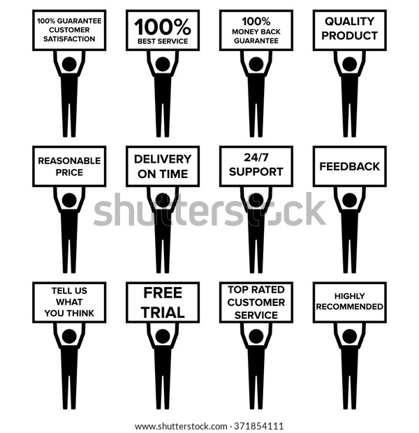 Stick Figure Customer Satisfaction Service Banner Stock Vector (Royalty ...