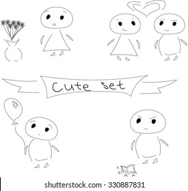 Stick Figure Cute Set: vector de stock (libre de regalías) 330887831 ...