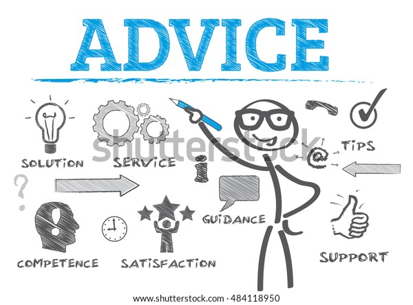 Stick Figure Drawing Advice Concept: стоковая векторная графика (без ...