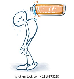 Stick Figure Empty Battery: vector de stock (libre de regalías ...