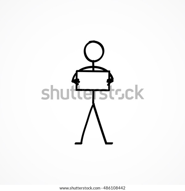 Stick Figure Empty Sign Plate Stock Vector (Royalty Free) 486108442 ...