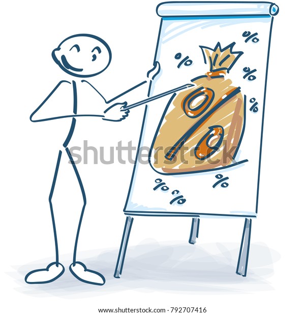 Stick Figure Flip Chart Percent Sack Stock Vector (Royalty Free ...