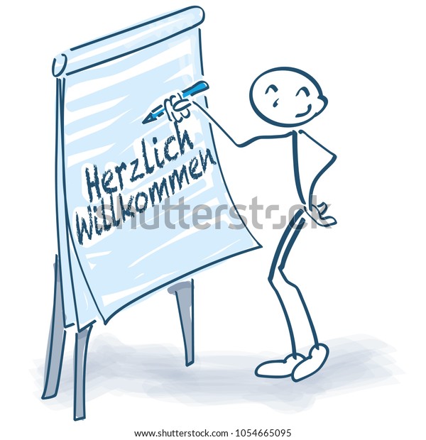 Stick Figure Flip Chart Welcome Stock Vector (Royalty Free) 1054665095