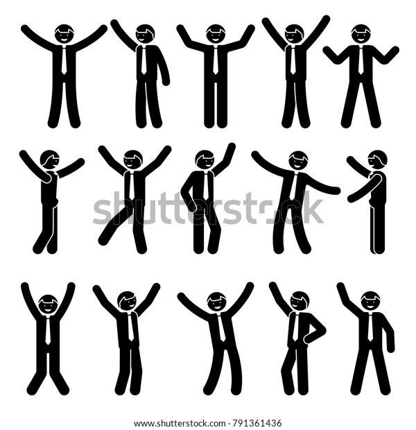 Stick Figure Happy Funny Motion Businessman Stock Vector (Royalty Free ...