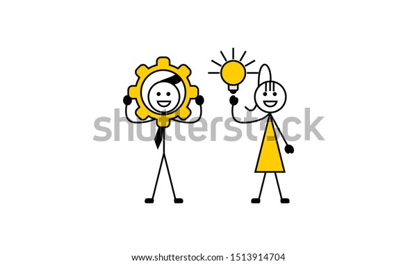 Stick Figure Having Creative Idea Light Stock Vector (Royalty Free ...