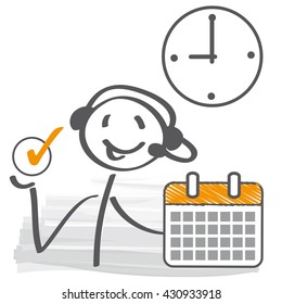 Stick Figure Headset Calendar Clock Stock Vector (Royalty Free ...
