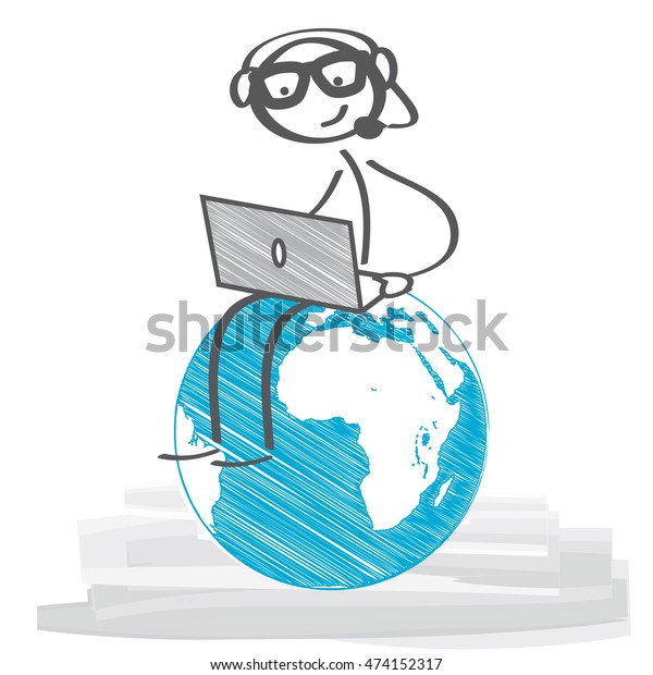 Stick Figure Headset Laptop Stock Vector (Royalty Free) 474152317 ...