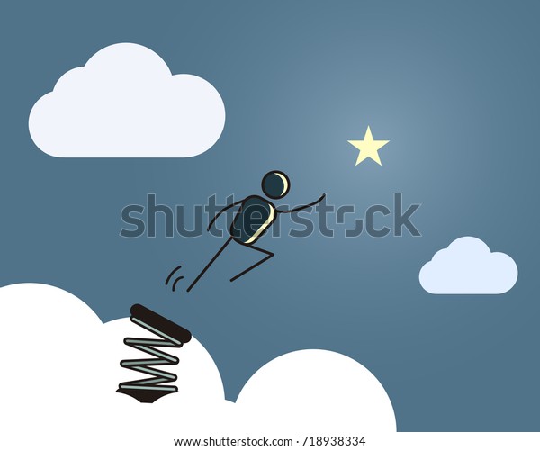 Stick Figure Jumping Sky Ready Reach Stock Vector (Royalty Free ...