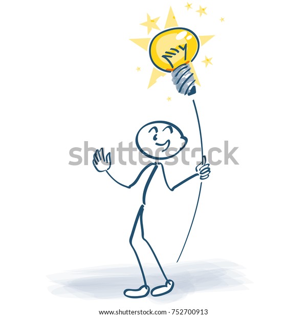 Stick Figure Light Bulb On Stick: vector de stock (libre de regalías ...