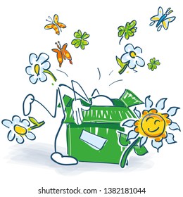 Stick Figure Looking Into Spring Box Stock Vector (Royalty Free) 1382181044