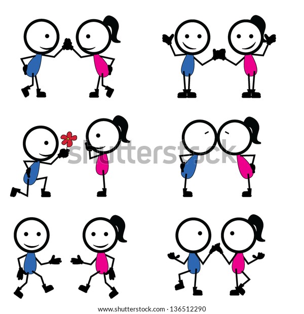 Stick Figure Lovers Different Pose Stock Vector (Royalty Free ...
