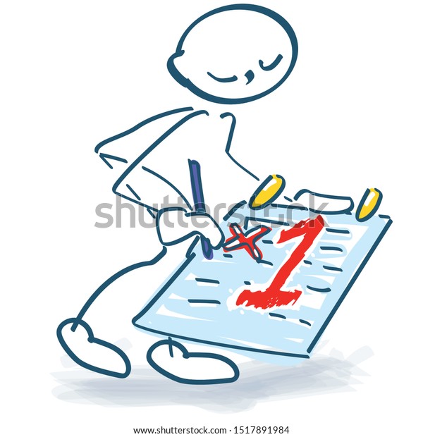 Stick Figure Makes Appointment First Date Stock Vector (Royalty Free ...