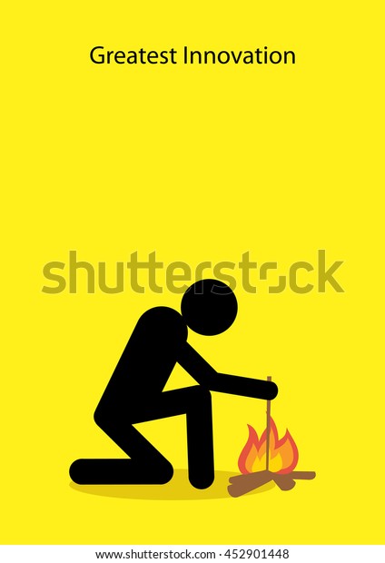 Stick Figure Making Fire Wooden Stick Stock Vector (Royalty Free ...