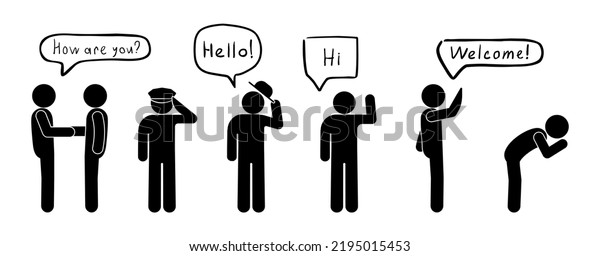 Stick Figure Man Hello Greeting Bubble Stock Vector (Royalty Free ...