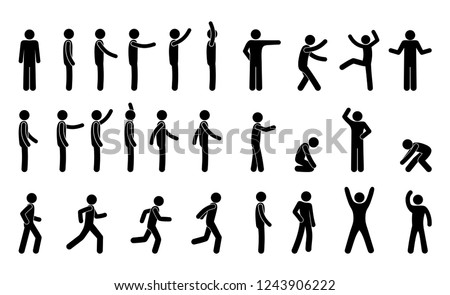 Stick Figure Man Icon Set Pictogram Stock Vector (Royalty Free ...