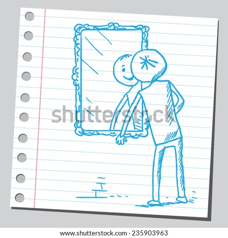 Stick Figure Man Looking Himself Mirror Stock Vector (Royalty Free ...