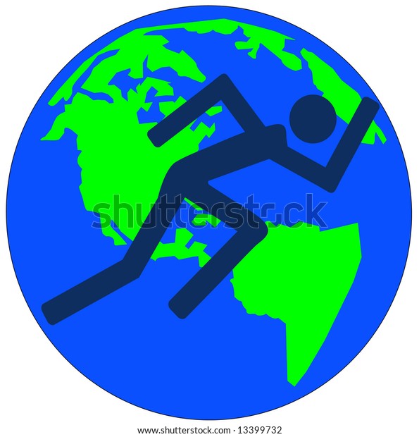 Stick Figure Man Running Acrossed Earth Stock Vector (Royalty Free ...