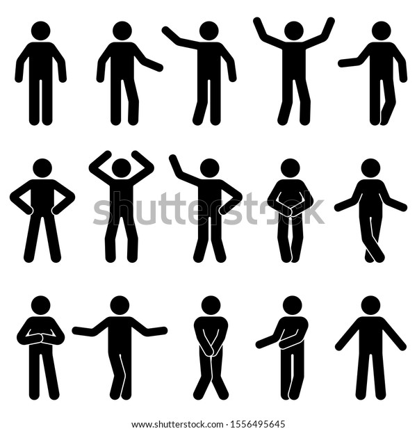 Stick Figure Man Standing Front View 库存矢量图（免版税）1556495645 | Shutterstock