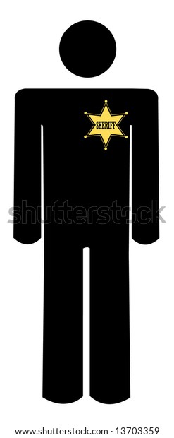 Stick Figure Man Wearing Sheriffs Badge Stock Vector (Royalty Free ...