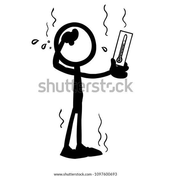 Stick Figure Measure Temperature Stock Vector (Royalty Free) 1097600693