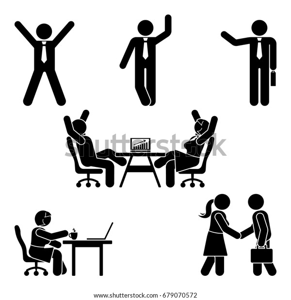 Stick Figure Office Poses Set Business Stock Vector (Royalty Free ...