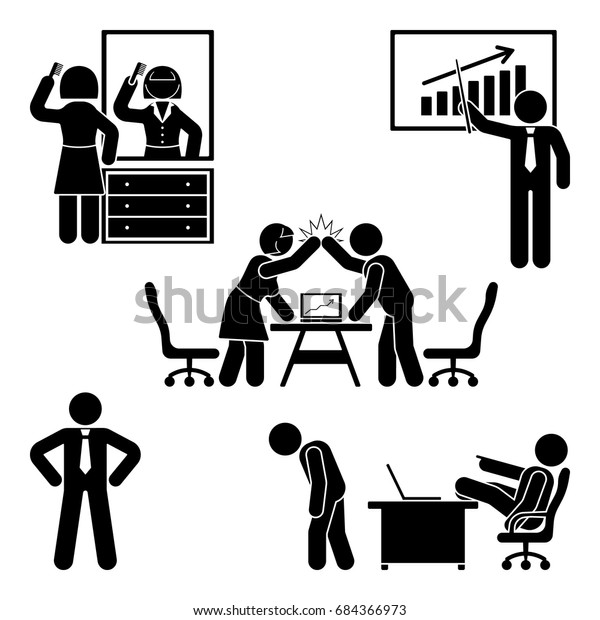 Stick Figure Office Poses Set Business Stock Vector (Royalty Free ...