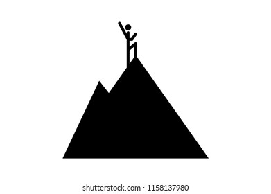 Stick Figure On Mountain Top Stock Vector (Royalty Free) 1158137980