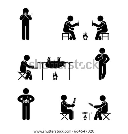 Stick Figure Picnic Set Vector Illustration Stock Vector (Royalty Free ...