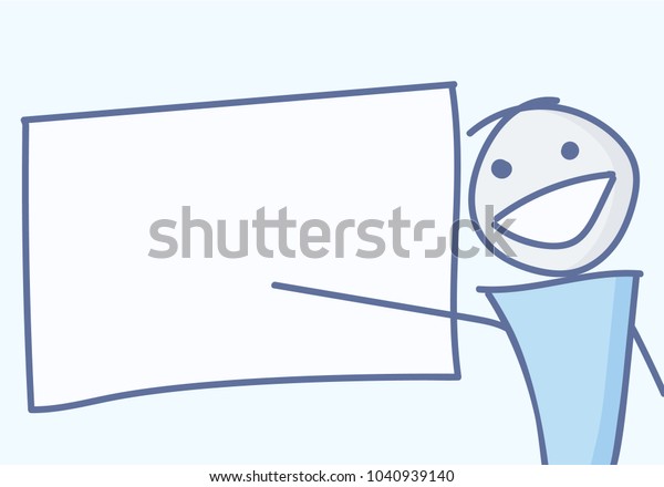Stick Figure Pointing Empty Board Vector: เวกเตอร์สต็อก (ปลอดค่า ...