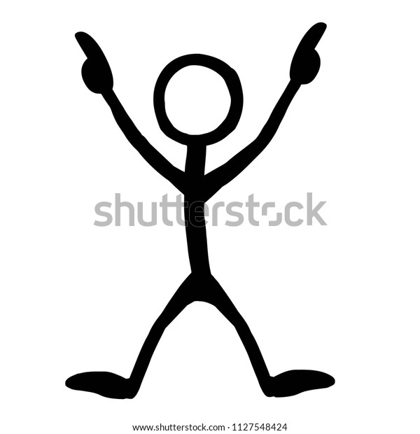 Stick Figure Pointing Excitedly