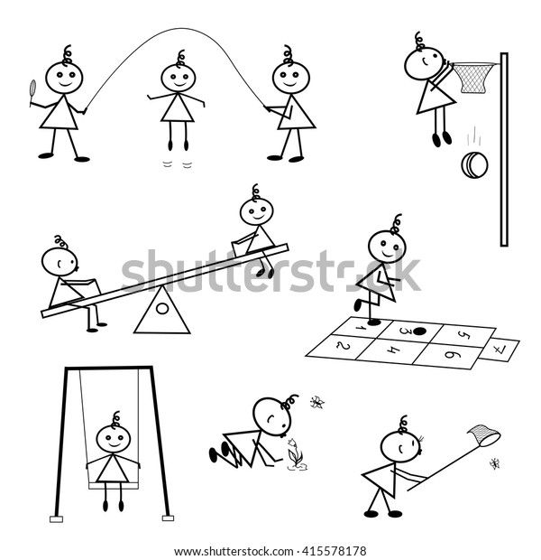 Stick Figure Positions Set Vector Part 스톡 벡터(로열티 프리) 415578178 ...