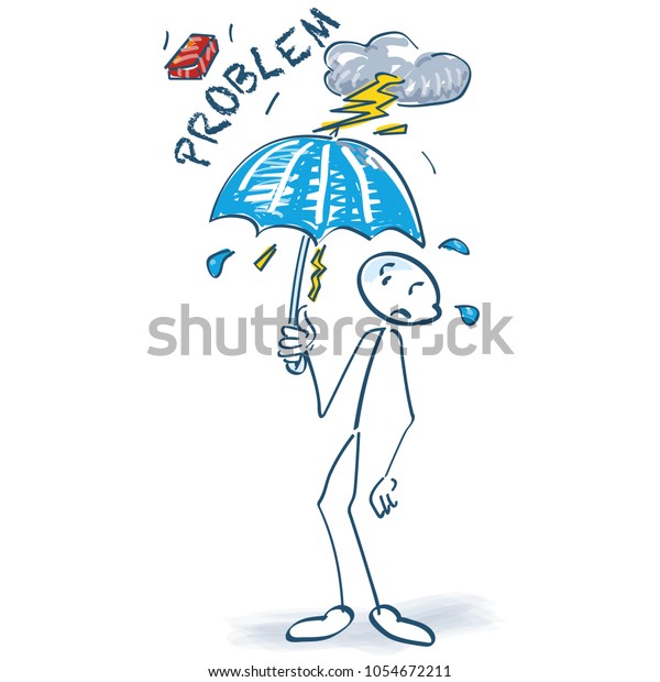 Stick Figure Problems Umbrella Stock Vector (Royalty Free) 1054672211 ...